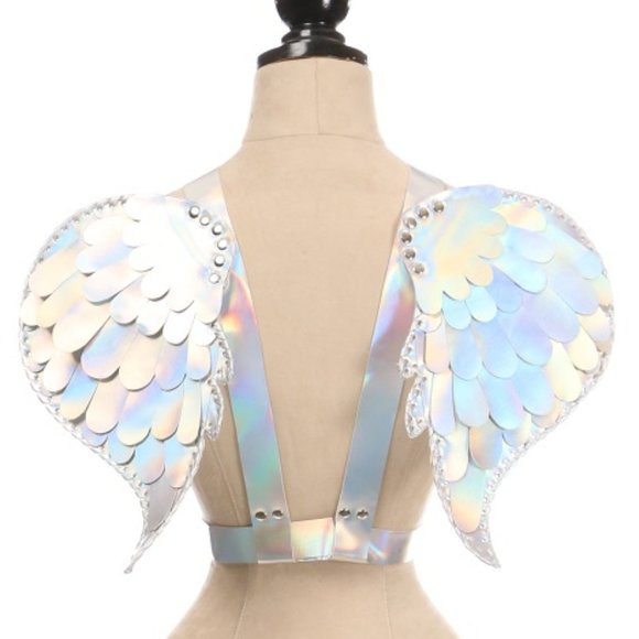 Daisy Corsets | Accessories | Daisy Corsets Silver Holo Angel Wings ...
